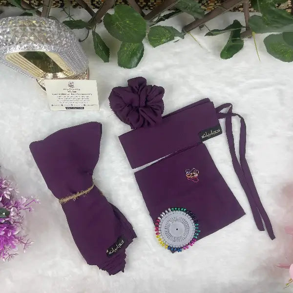 Dark Purple Saudi Niqab Set (HB-39) | Complete Double Georgette Niqab ...